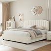 Novogratz Holly Upholstered Wingback Bed, King, Ivory Velvet - Walmart.com