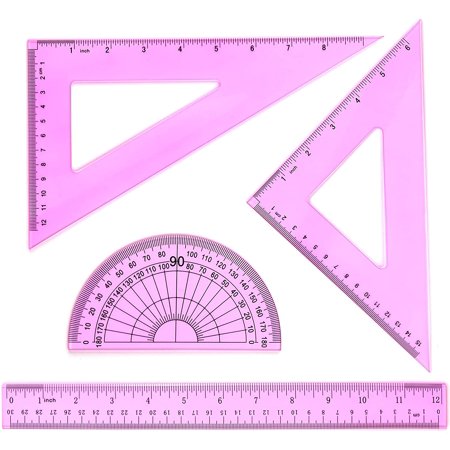 12 Inch Math Geometry Tool Plastic Ruler Set Includes Straight Ruler ...