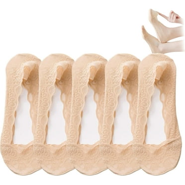 TeeHee Women's Comfy Seamless Toe Topper Liner Socks 5-Pack with Non ...