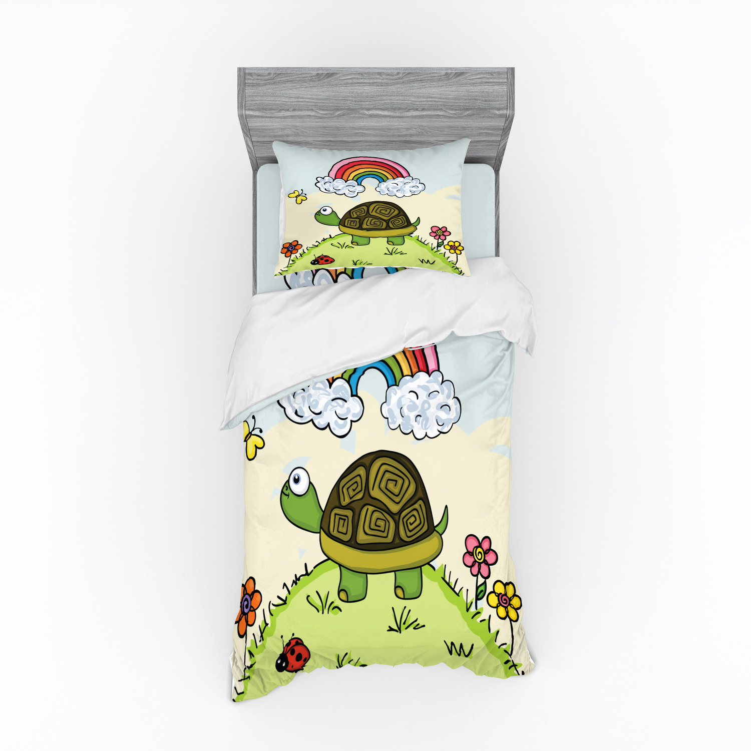 Ambesonne Turtle Bedding Set 3 Pcs, Cartoon Hill Nature, Twin XL ...