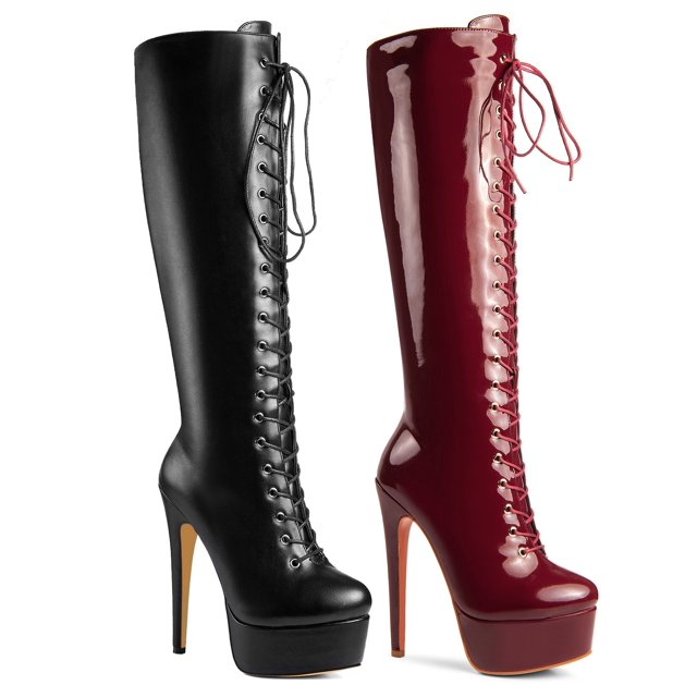 Ferwind Women's High Fashion Ultra High Stiletto Heels Platform Lace Up ...