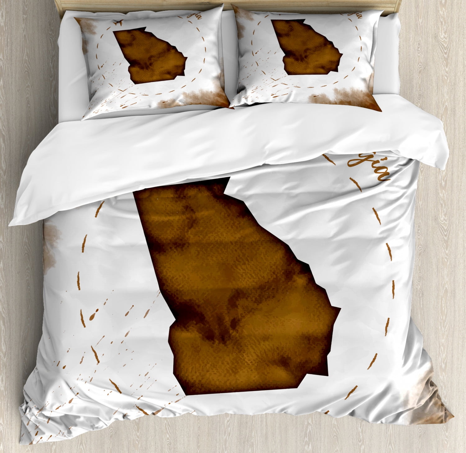 Georgia Duvet Cover Set King Size, Watercolor State Map in Grunge ...