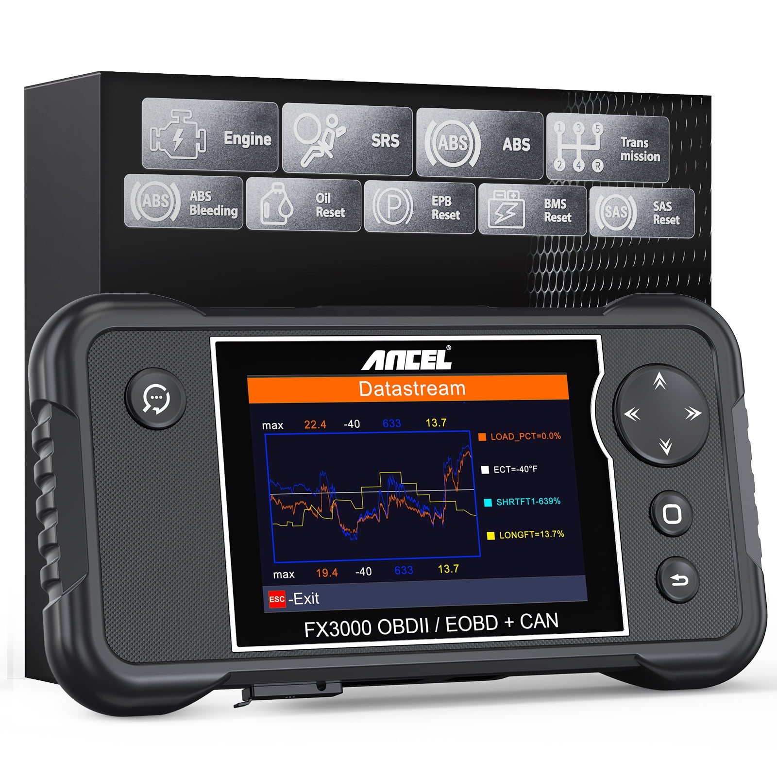 ANCEL FX3000 OBD2 Scanner Car Diagnostic Scanner Check Engine ABS SRS ...