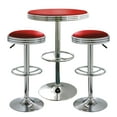 AmeriHome 3 Piece Retro Red Soda Shop Bistro Bar Table with 2 Red ...