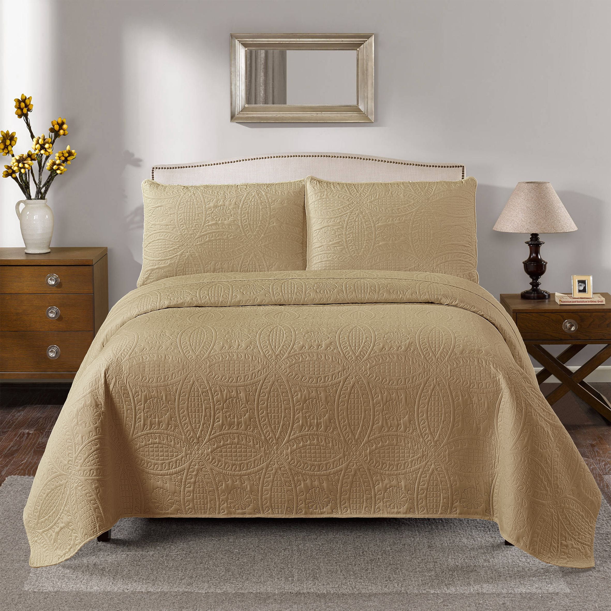 Golden Linens Over Size 3 Pieces King/ CalKing 115" X 95" Solid Color ...