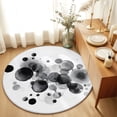 Abstract Ink Area Rugs 3' (Round) Black Ink Splatter Bubbles Drops ...