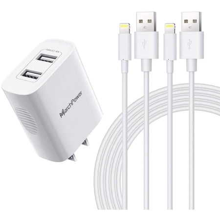 iPhone Charger, Dual Port iPad Charger Block with 2 Pack Lightning ...