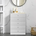 Chest of 5 Drawers High Gloss Wooden Storage Cabinet for Bedroom ...