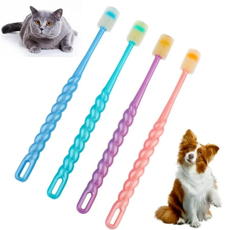 4 Pcs 360-Degree Small Dog and Cat Soft Toothbrush Soft Silicone Deep ...