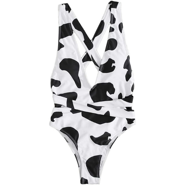 Women's Sexy Bathing Suits Criss Cross Tie Knot Front Deep V Open Back ...