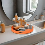 MAONAME 13" Orange Round Tray, Orange Serving Tray with Handles, Modern ...