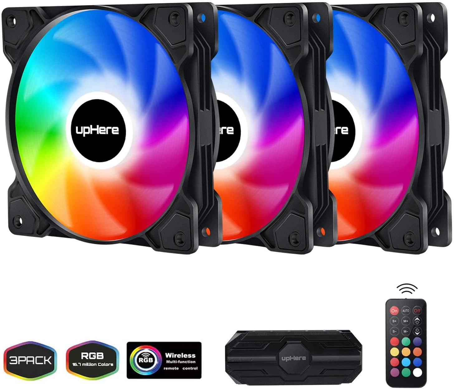upHere Wireless Control RGB LED Quiet Edition High Airflow 120mm 3pin ...