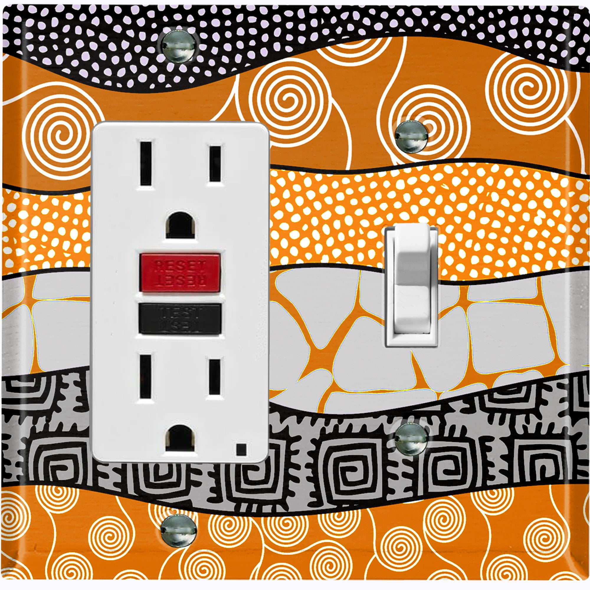Metal Light Switch Plate Cover Colorful Safari African Tribal Art ...