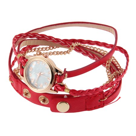 LUNAFashion Wrap Around Ladies Braided Multi-Strap Chain Bracelet Watch ...