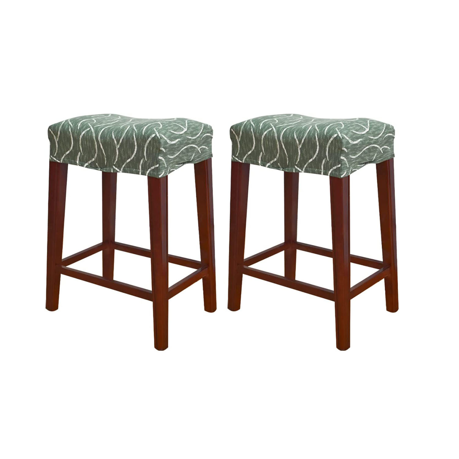 Rectangle Bar Stool Cover 2 Pieces Printed Chair Seat Slipcovers ...