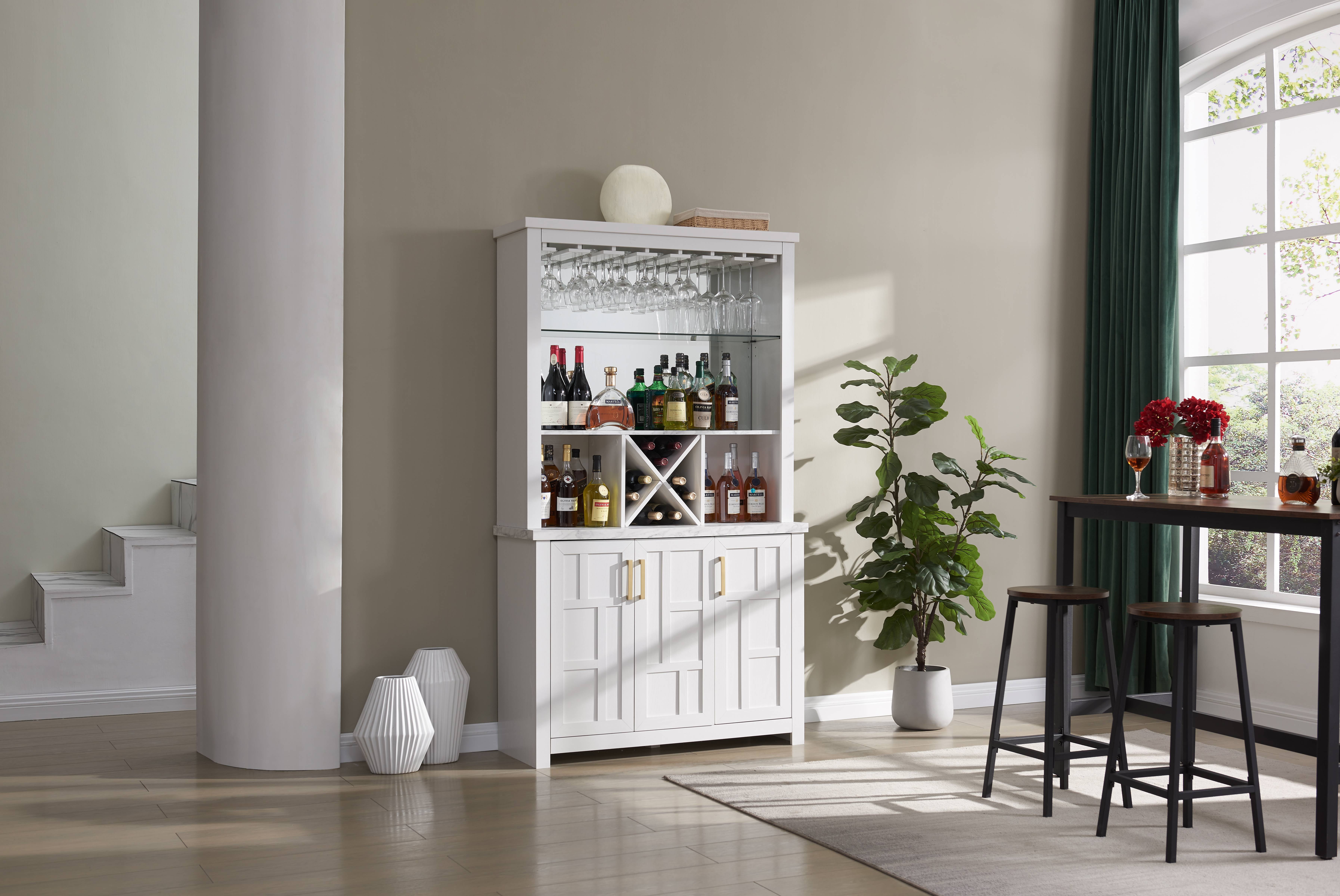 Home Source Home Bar Shelf White/Gold - Walmart.com