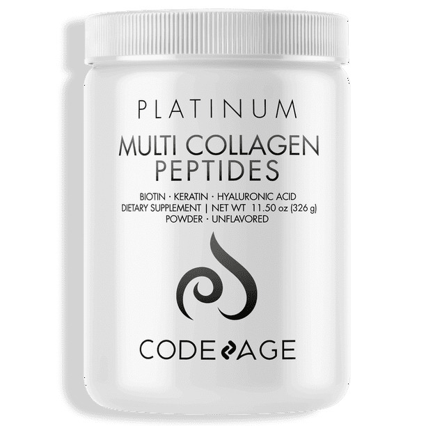 Codeage Multi Collagen Protein Powder Platinum, Biotin, Vitamin C, B, D3, Keratin, Hyaluronic ...