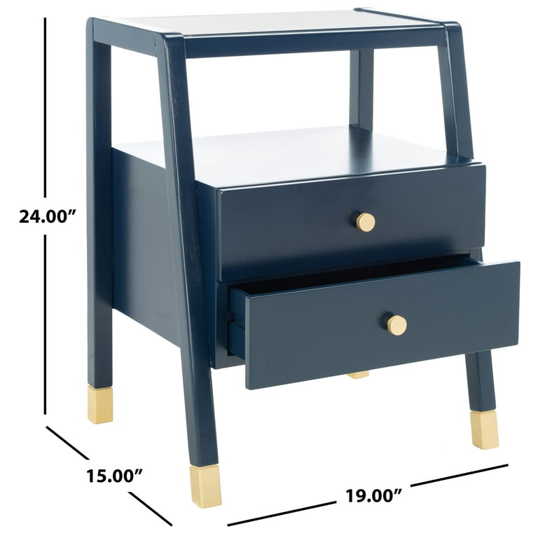 Safavieh Indoor Modern Storage Wood Rectangle End Table Navy Gold