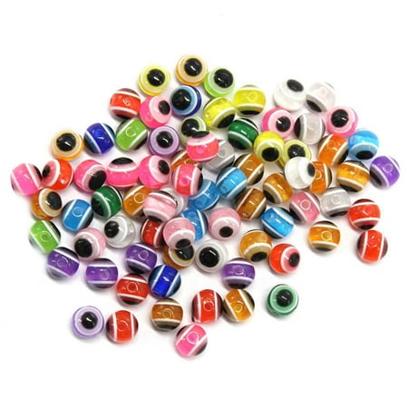 maskred 100PCS Fish Eye Block Bead Round Small Smooth Beads Set Multi ...
