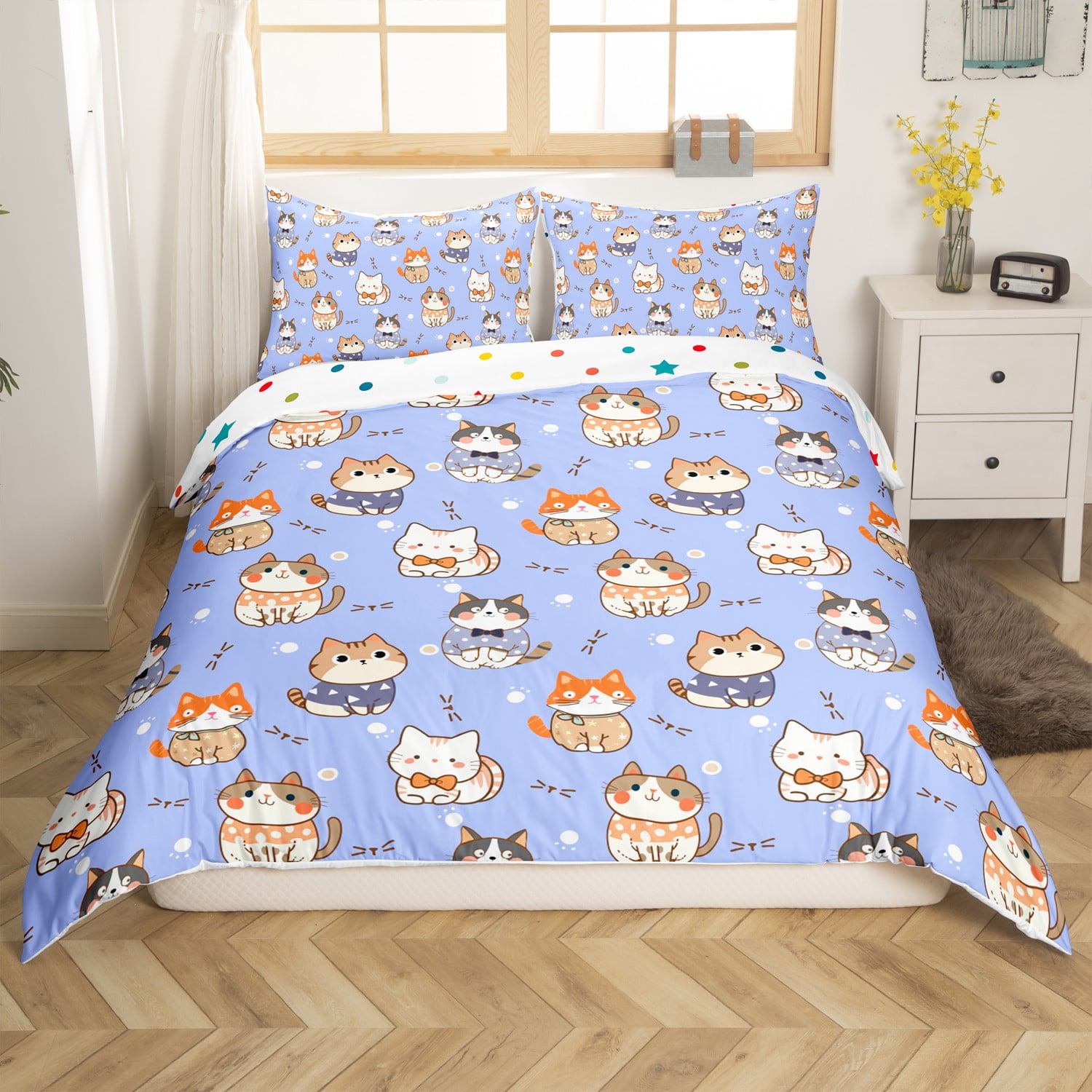 Click here for Yst Kawaii Cat Toddler Duvet Cover For Boys Girls... prices