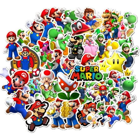 100 PCS Super Mario Stickers, Cartoon Waterproof Stickers for Laptop ...