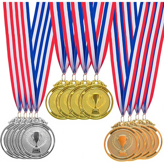 30 Pack Gold Plastic Winner Medals Award Medals for Kids - Perfect for ...