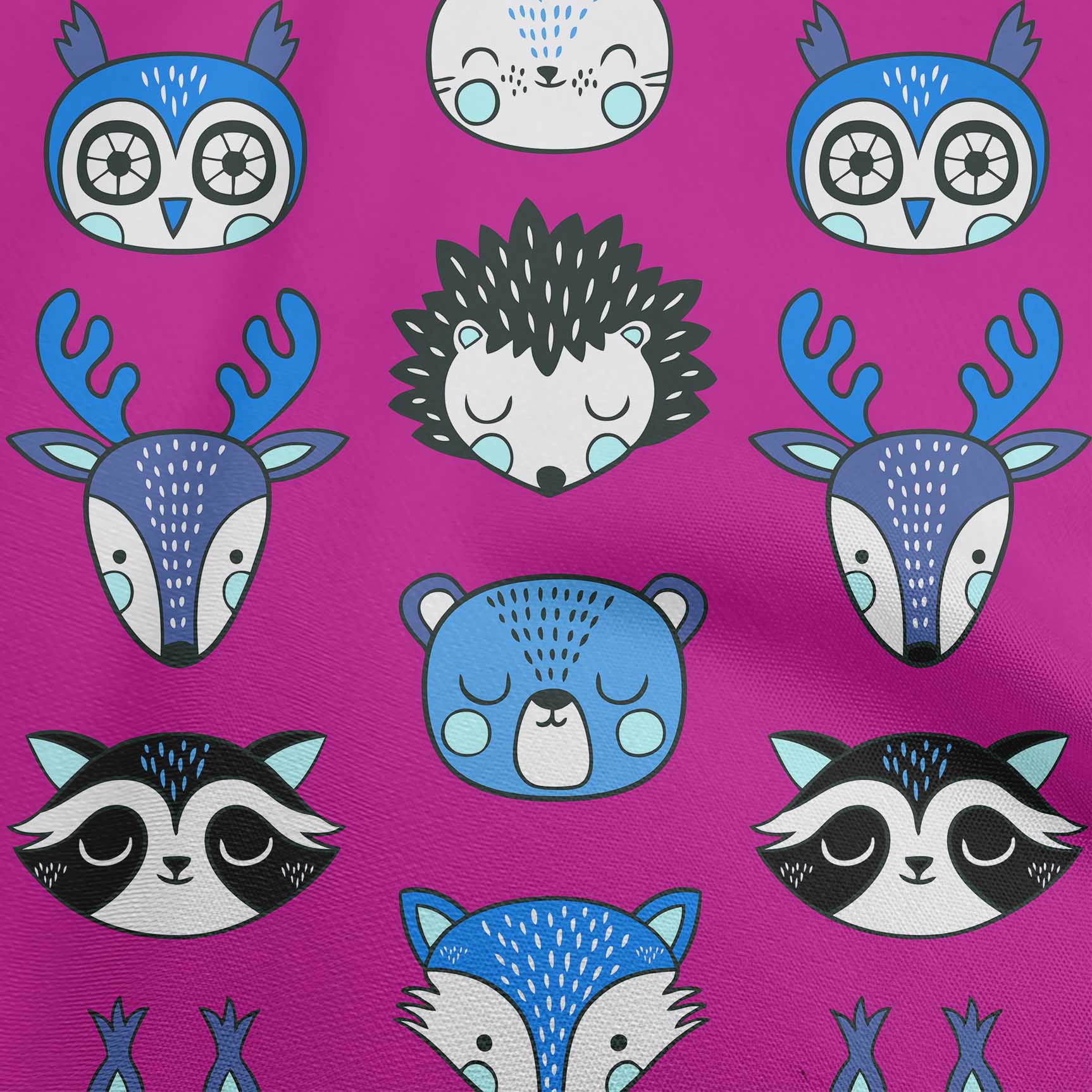 oneOone Polyester Spandex Fuschia Pink Fabric Cute Animal Face Pattern ...