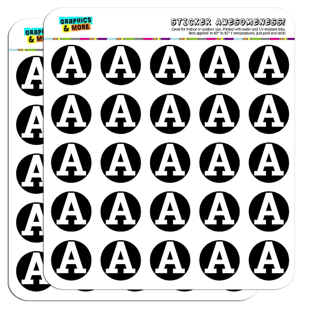 Letter A Initial Black White 1" Scrapbooking Crafting Stickers ...