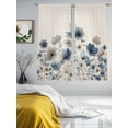 Blue Grey Flowers Semi Sheer Curtains 63 Inch Length 2 Panels Set ...