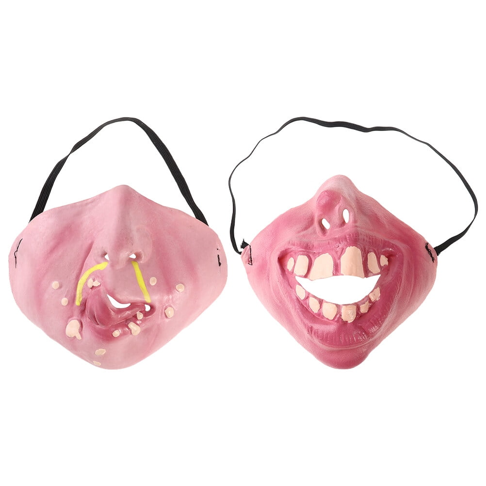 2pcs Halloween Half-Face Masks Latex Funny Funny Half Face Funds ...