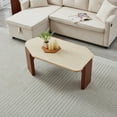 Modern Irregular Travertine Texture Coffee Table – 44" Stone Accent ...