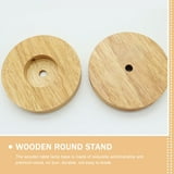 MERRYHAPY 4-Pack Coffee Color Wooden Round Lamp Bases Solid Wood ...