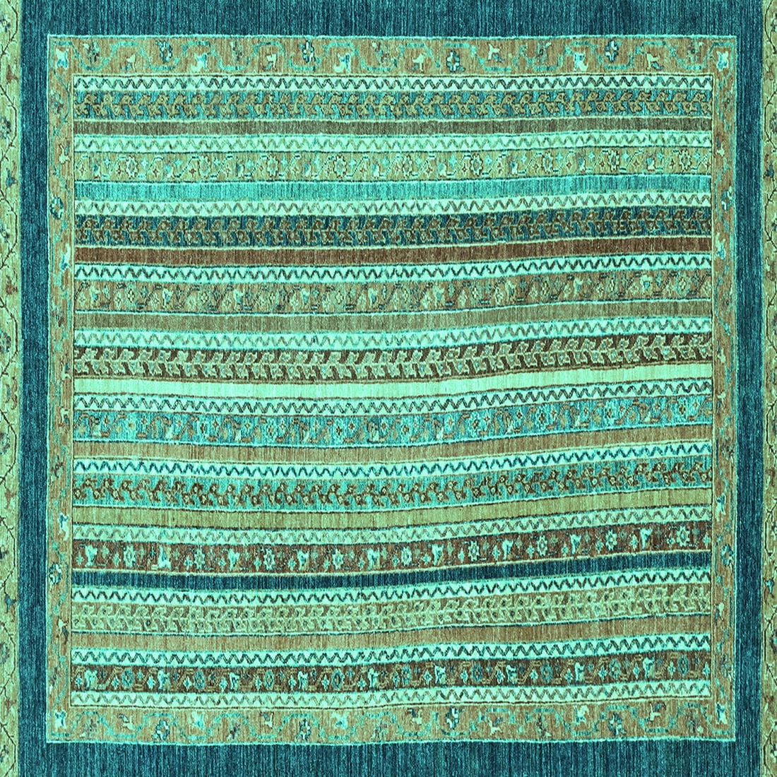 Ahgly Company Indoor Square Oriental Turquoise Blue Modern Area Rugs, 6 ...