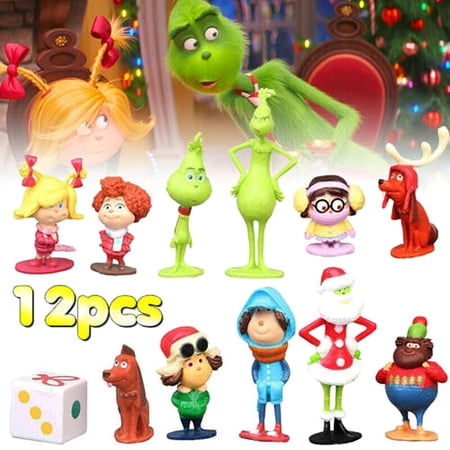 12pcs The Grinch Christmas Figure Ornaments Decoration Grinchs ...
