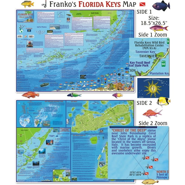 Franko Maps Florida Keys Scuba Diving Guide and Dive - Walmart.com ...