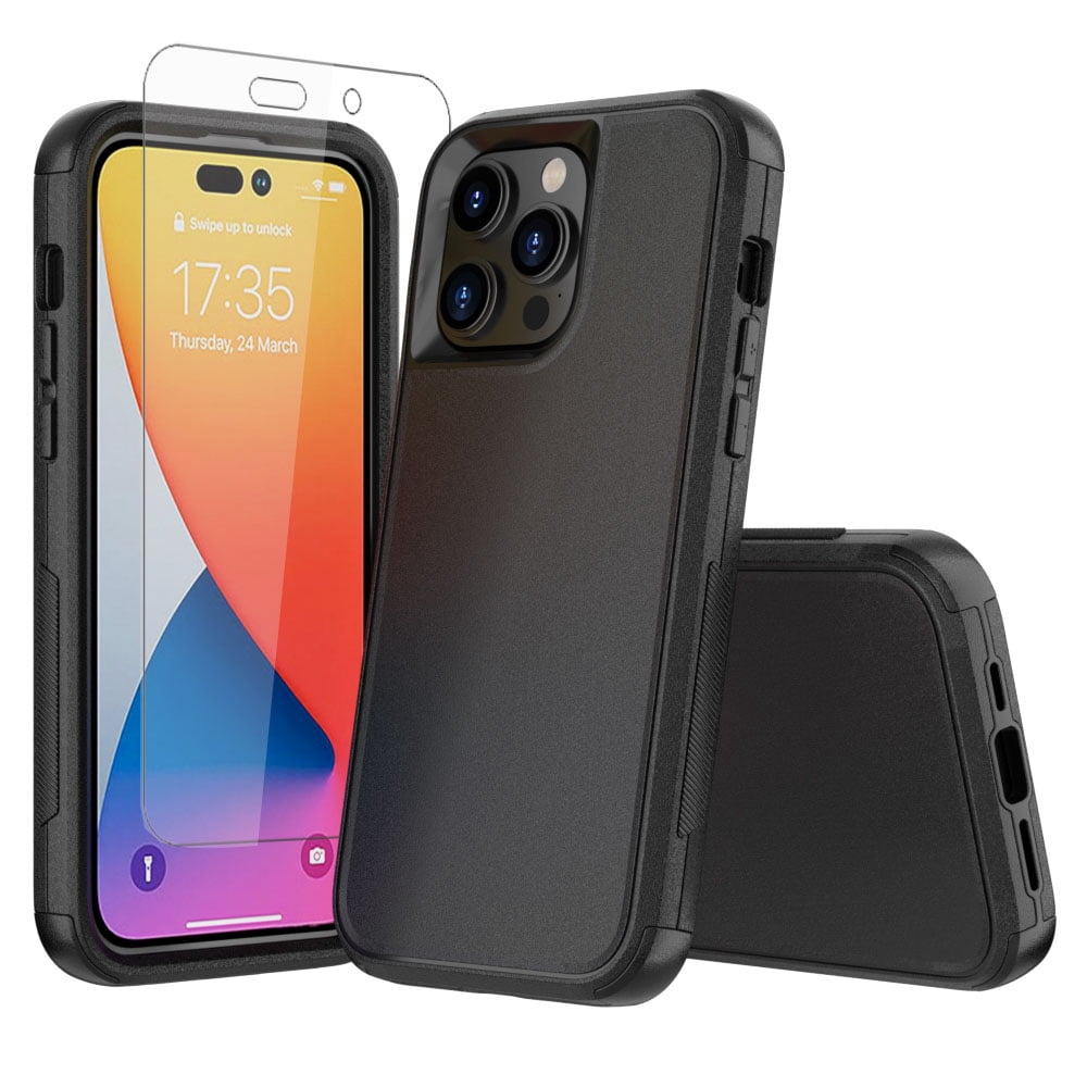 NIFFPD iPhone 14 Case with Screen Protector, Heavy Duty Hard Shockproof ...