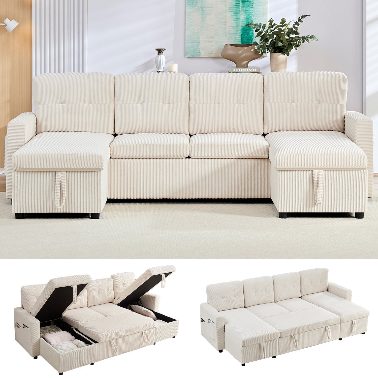 Click here for Mjkone 103 Pull-Out Sleeper Sofa With Storage Chai... prices