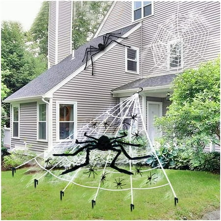 Outdoor Halloween Jumbo Spider Decorations 137 Giant Spider Web Sets ...