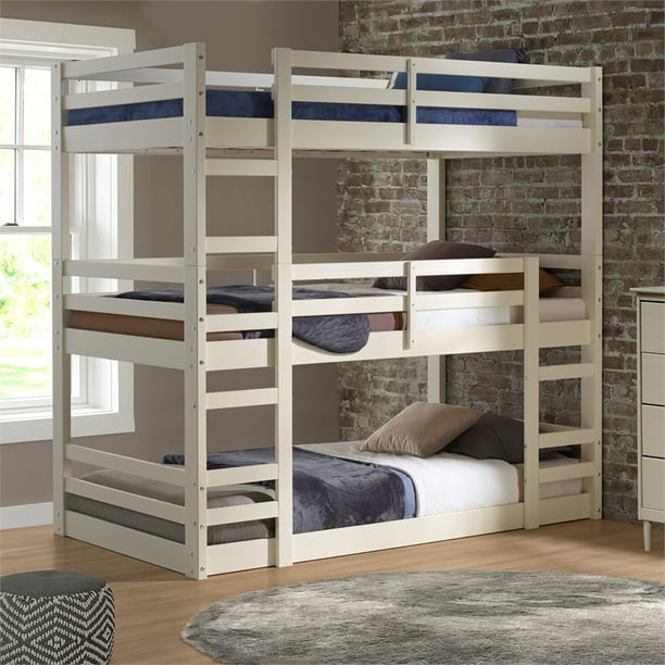 Solid Wood Triple Bunk Bed White Walmart