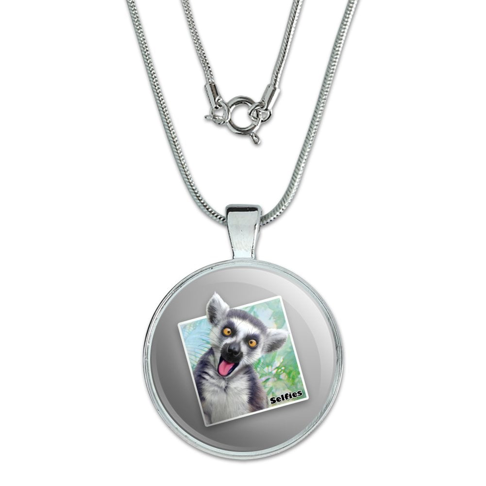 Sterling Silver Plated Lemur Selfie 1" Pendant, 22" Chain - Howard ...
