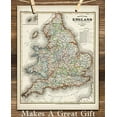 1844 England Map Art Print - 11x14 Unframed Art Print - Great Vintage ...