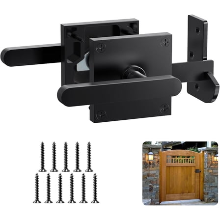 JUBEST Heavy Duty Double Side Gate Latch for Wooden Fence, Lock Outdoor ...