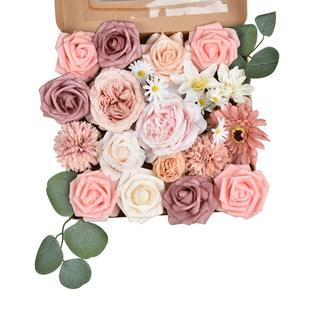 Coolmade Artificial Flowers Rose Combo Box Set Faux Flowers Bulk Flower ...