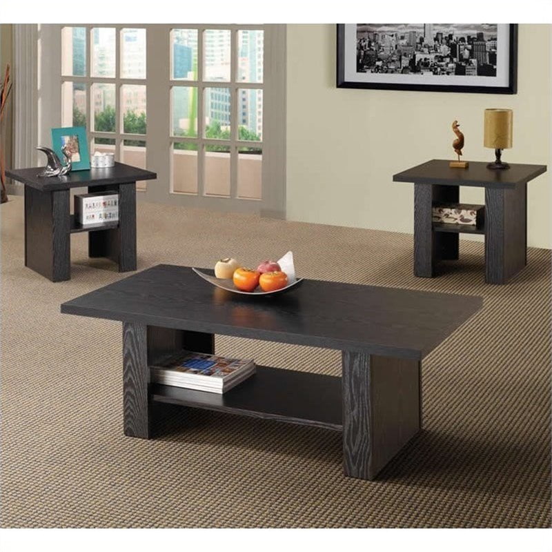 Kingfisher Lane 3 Piece Coffee Table Set in Black Oak - Walmart.com