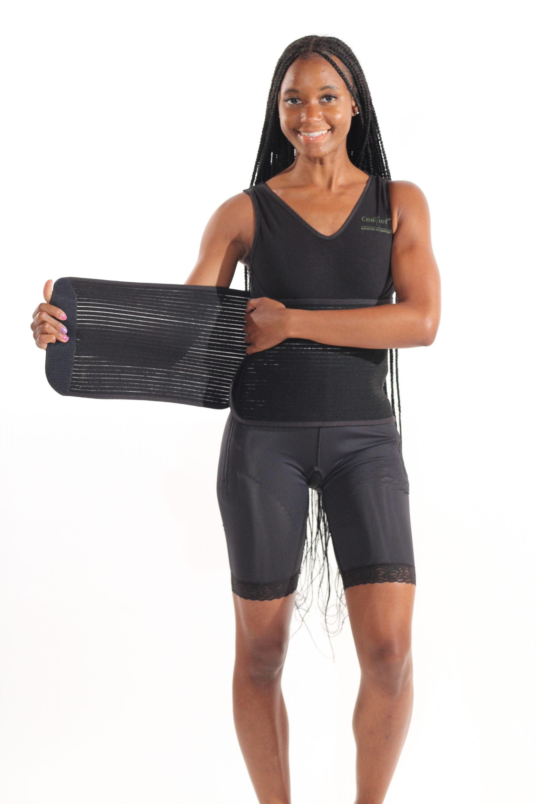 Fat Transfer Garment Mid Thigh Side Zippers Binder - Style 51Z - Black ...