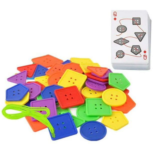 facefd Kids Preschool Lacing Toy Plastic Geometry Buttons Lacing Game ...