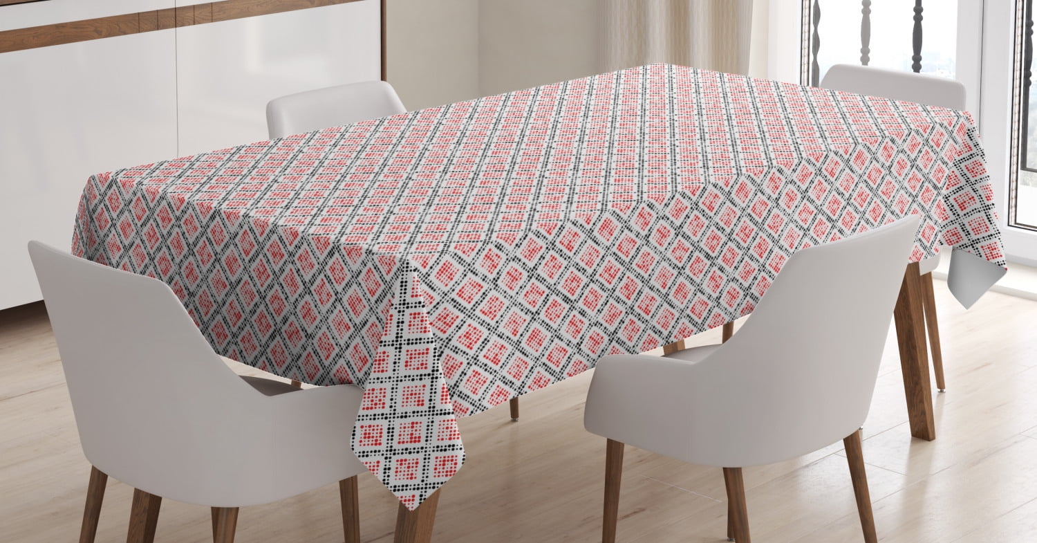 Modern Tablecloth, Checkered Pattern with Dots of Different Sizes ...