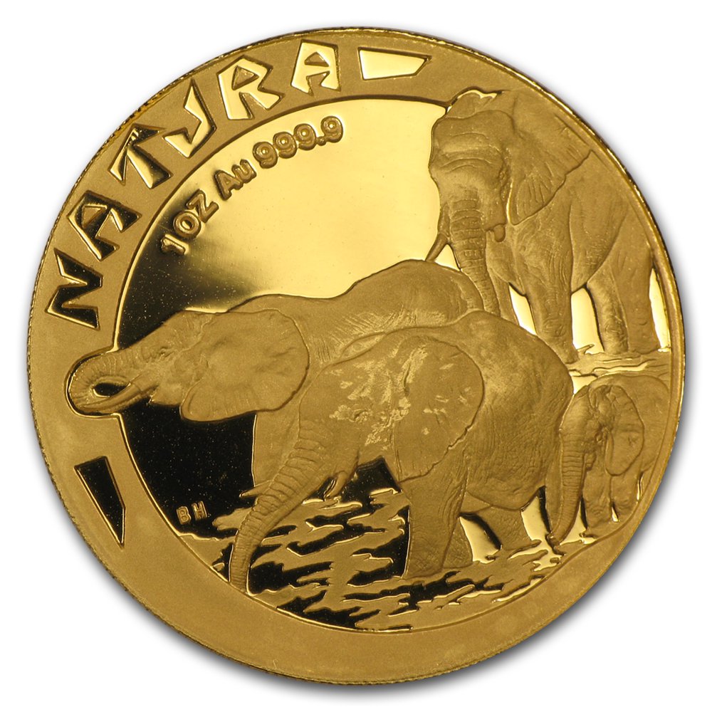 South African Mint - 1996 South Africa 1 oz Proof Gold Natura Elephant ...