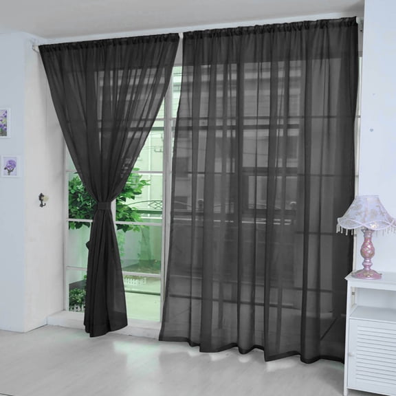 PEONAVET 2Pcs Sheer Curtains 79*32In Colorful Gauze Door And Window ...