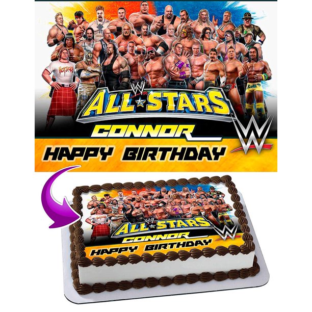 WWE WrestleMania Edible Cake Image Topper Personalized Picture 1/4 ...